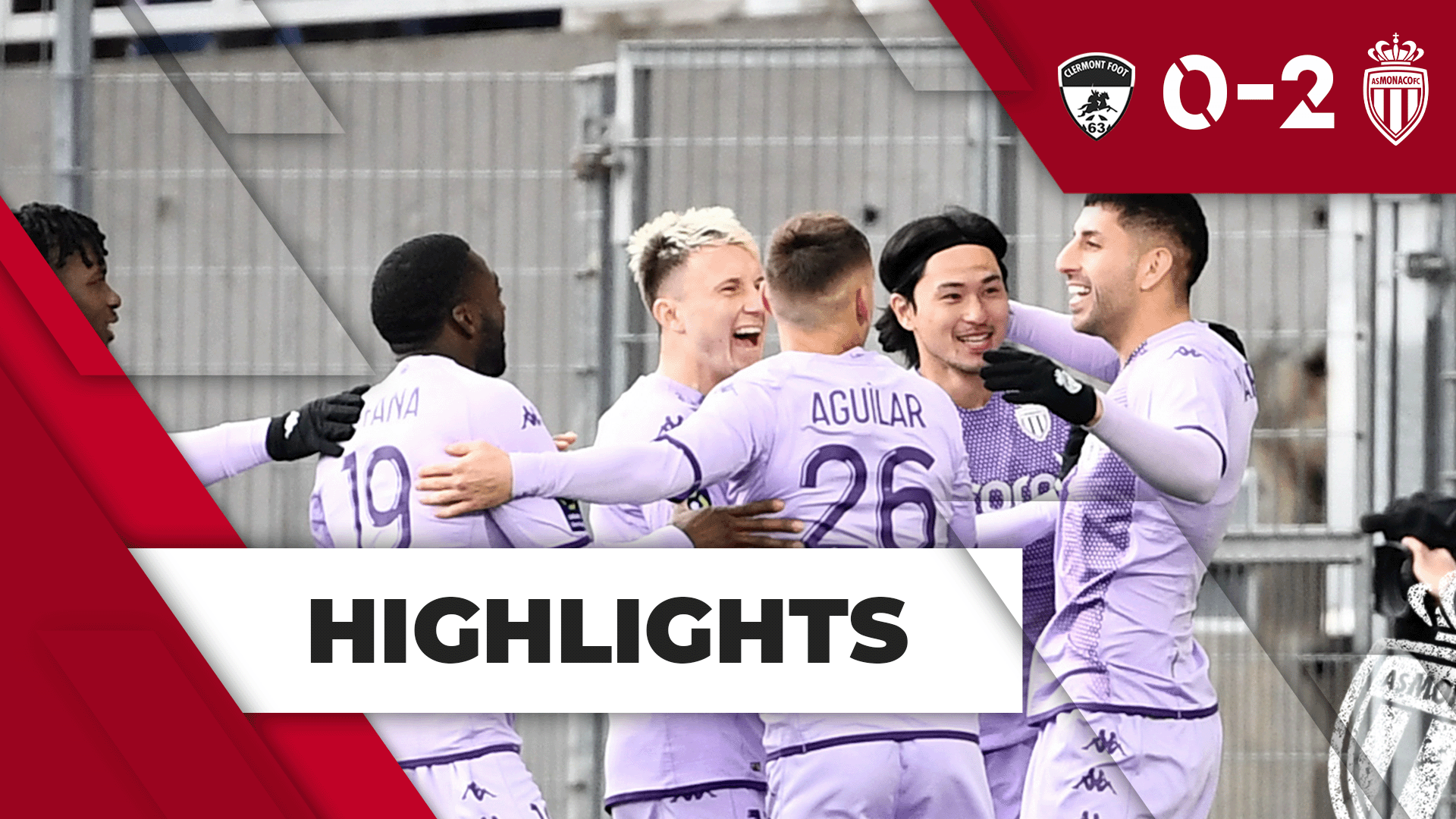 Highlights Ligue 1 – J22 : Clermont Foot 63 0-2 AS Monaco